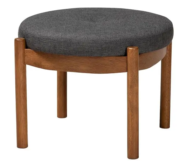 BAXTON STUDIO Iliana Fabric And Wood Ottoman Fo Otstool