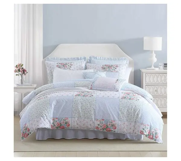 Laura Ashley Hope Patchwork King Comforter Sham Set
