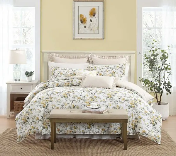 Laura Ashley Roses Gold-green Twin Comforter Sham Set