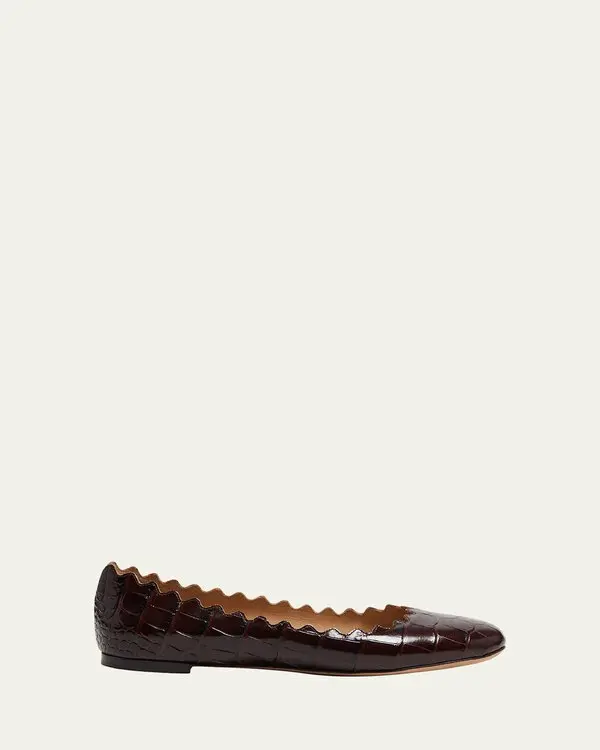 Chloé Lauren Croco Ballerina Flats