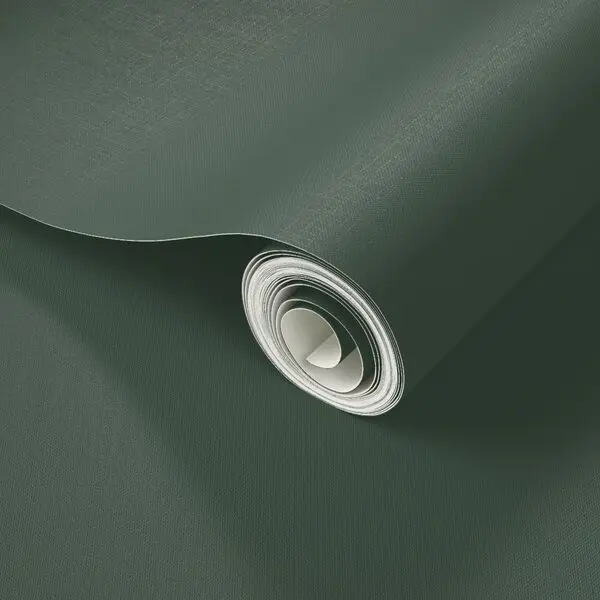 Spoonflower Dark Bottle Solid Plain Erin Kendal Custom Pre-pasted Wallpaper - Green