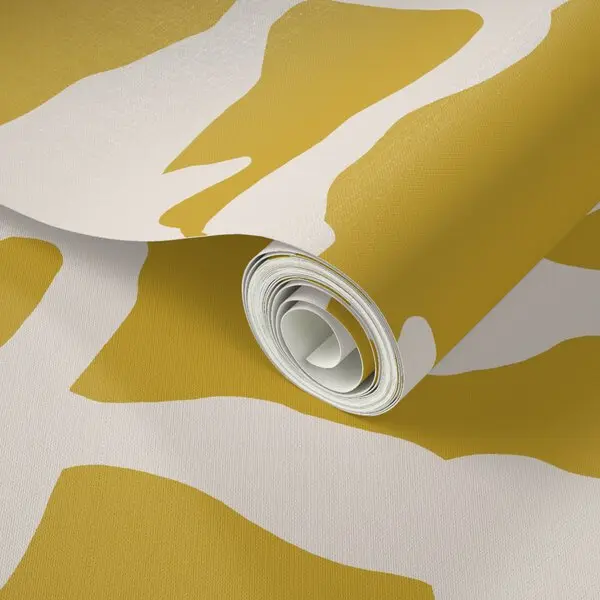 Spoonflower Hand Drawn Mustard Powerful Custom Pre-pasted Wallpaper