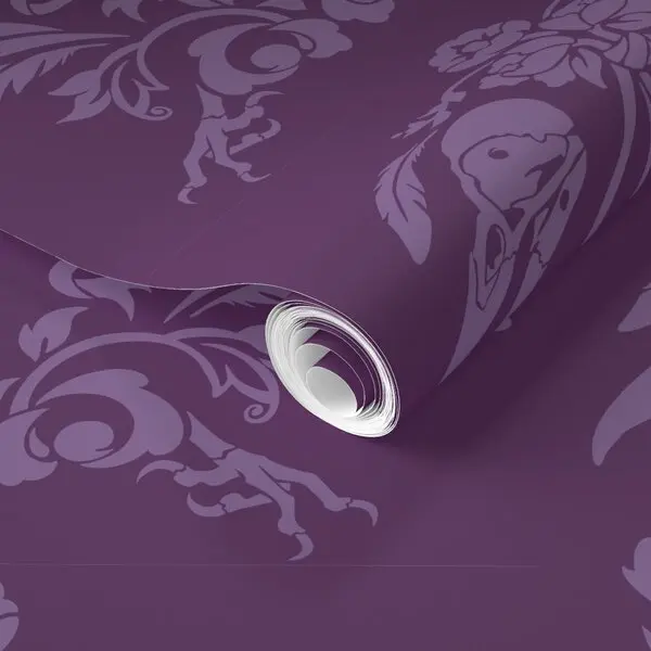 Spoonflower Goth Raven Gothic Skull Subtle Custom Pre-pasted Wallpaper