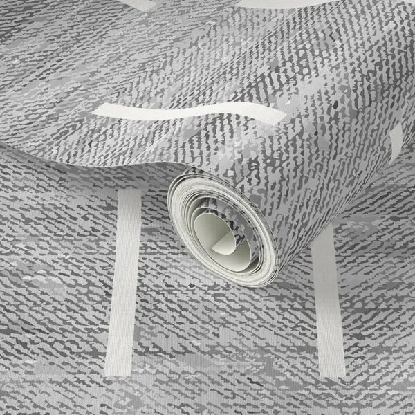 Spoonflower Line Mudcloth Gray Custom Pre-pasted Wallpaper - Gray,white,green