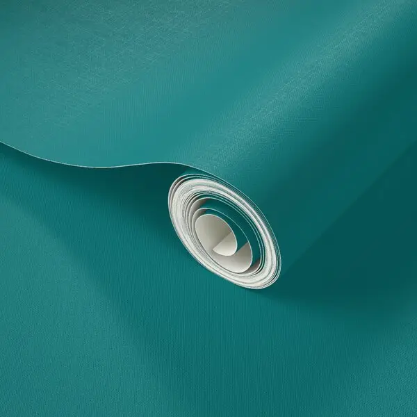 Spoonflower Sea Blue Dark Turquoise Teal Medium Solid Green Custom Pre-pasted Wallpaper - Teal,green,blue