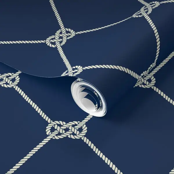 Spoonflower Knot Sea Nautical Marine Net Loop Rope Traditional Wallpaper