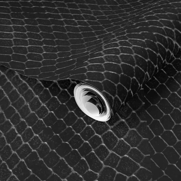 Spoonflower Dragon Scales Snake Snakeskin Custom Pre-pasted Wallpaper - Black,white,gray