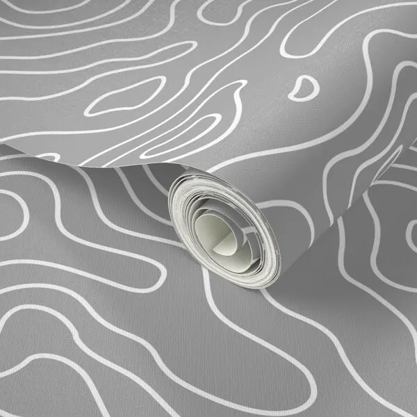 Spoonflower Black And White Modern Geometric Dots Abstract Custom Pre-pasted Wallpaper - Gray,white