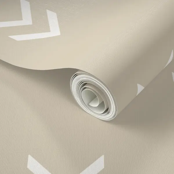 Spoonflower Arrow Southwest Cream Tan Direction Triangles Custom Pre-pasted Wallpaper