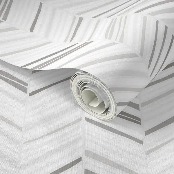 Spoonflower Herringbone Grayscale Doodle Cartoon Lines Chevron Custom Pre-pasted Wallpaper