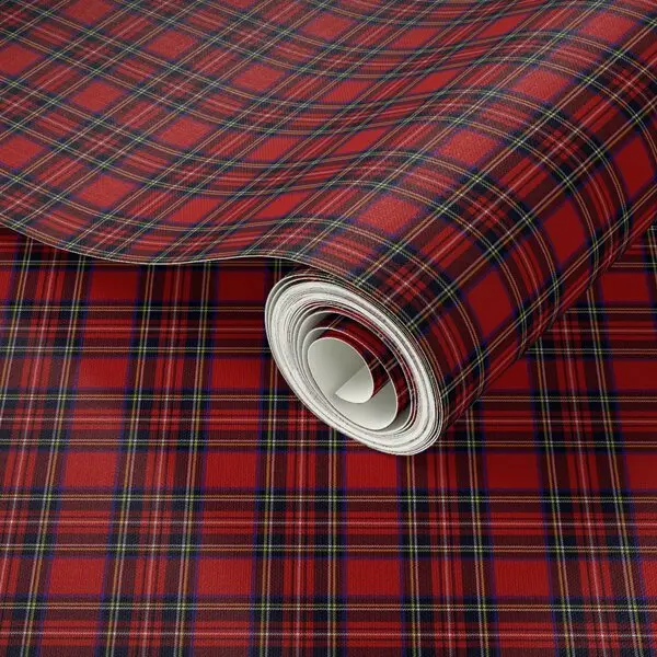 Spoonflower Royal Stewart Tartan Scottish Red Custom Removable Wallpaper
