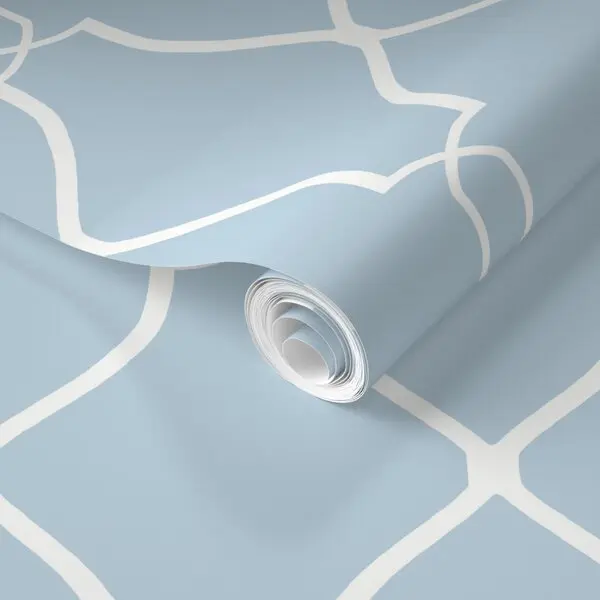 Spoonflower Blue White Trellis Lattice Modern Geometric Traditional Wallpaper