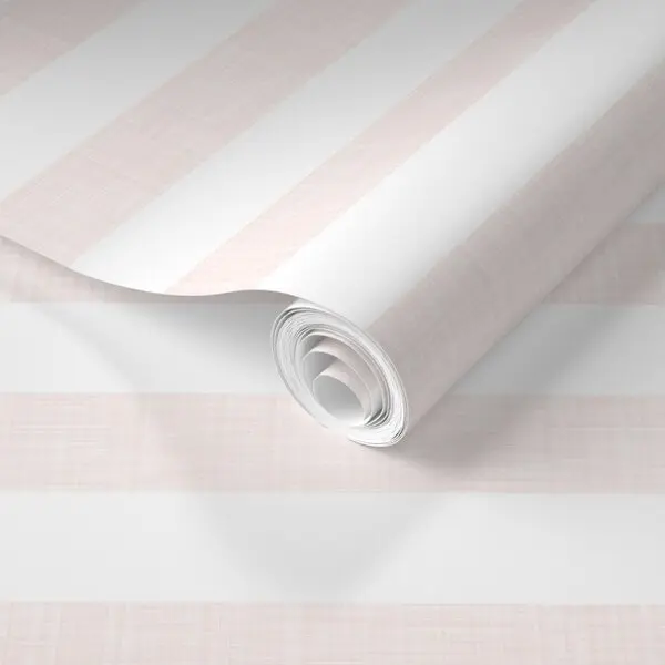 Spoonflower Pink White Stripe Nursery Blush Arabesque Luxe Traditional Wallpaper - White,gray