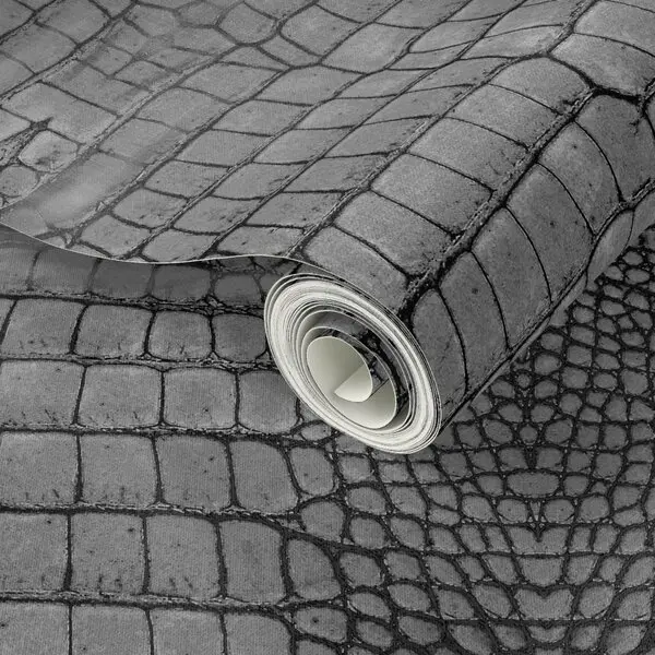 Spoonflower Aligator Skin Grey Scales Reptile Dragon Custom Pre-pasted Wallpaper