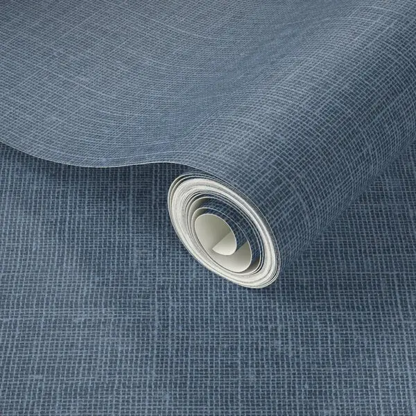 Spoonflower Bluefin Slubby Look Custom Removable Wallpaper - Blue