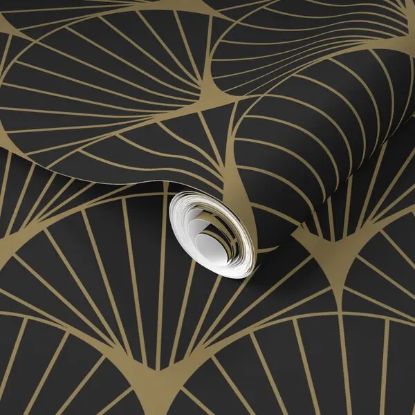 Spoonflower Vintage Floral Geometric Art Deco Nouveau Minimal Traditional Wallpaper - Gray,green,brown