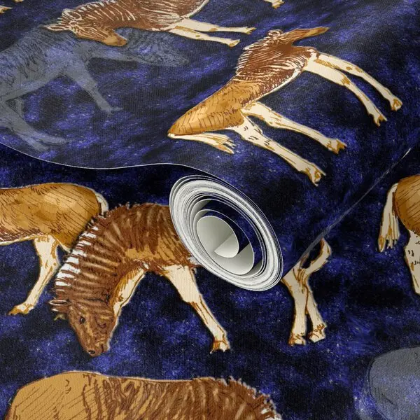 Spoonflower Extinct Animal Endangered Horse Horses Zebra Custom Pre-pasted Wallpaper
