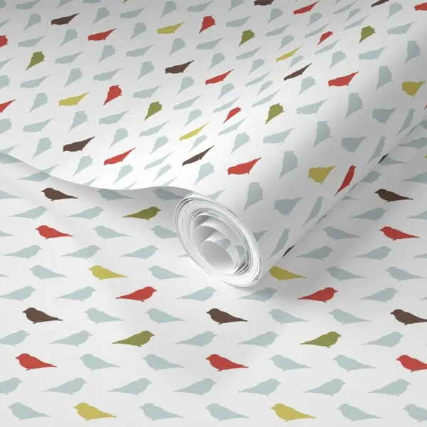 Spoonflower Birds Silhouette Bird Modern Small Oiseaux Custom Removable Wallpaper