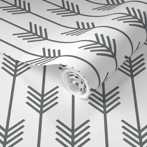 Spoonflower Black Gray Geometric Arrows Custom Removable Wallpaper