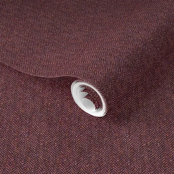 Spoonflower Red Brown Herringbone Dark Custom Removable Wallpaper