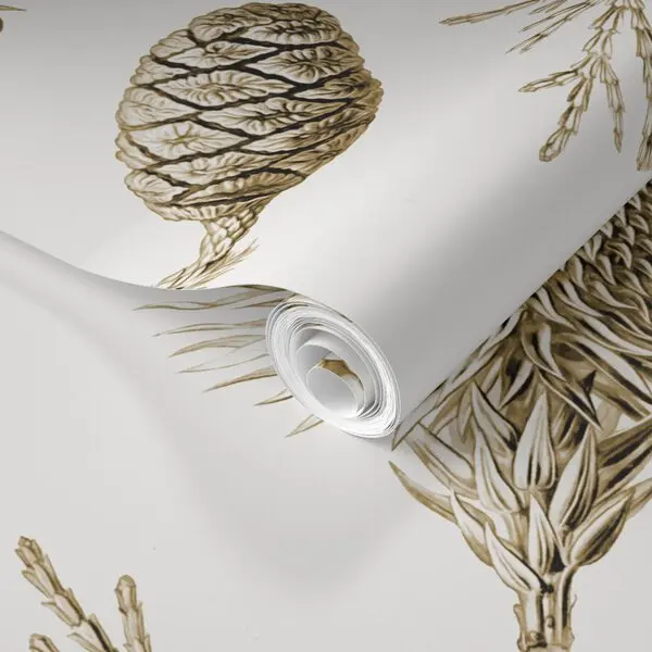 Spoonflower Woodland Haeckel Pine Cone Pinecone Conifer Custom Removable Wallpaper