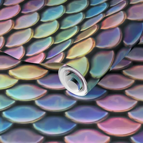 Spoonflower Scales Mermaid Fish Dragon Abstract Traditional Wallpaper
