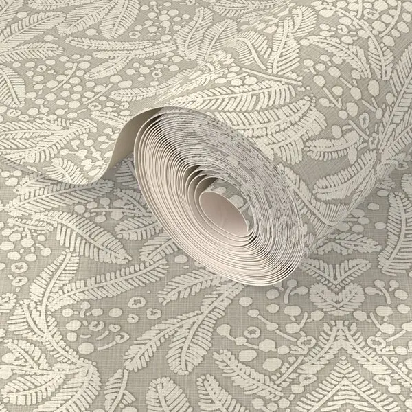 Spoonflower Mimose Texture In Light Taupe Large 100% Natural Sisal Grasscloth Wallcovering - Beige