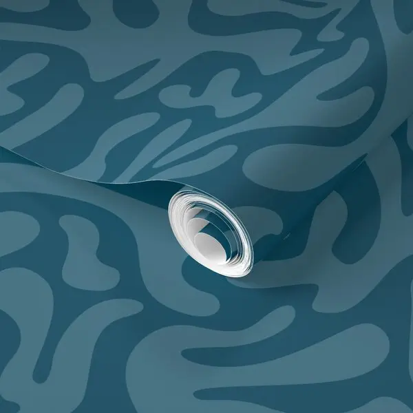 Spoonflower Blue Turquoise Abstract Simple Shapes Ocean Traditional Wallpaper - Blue,turquoise