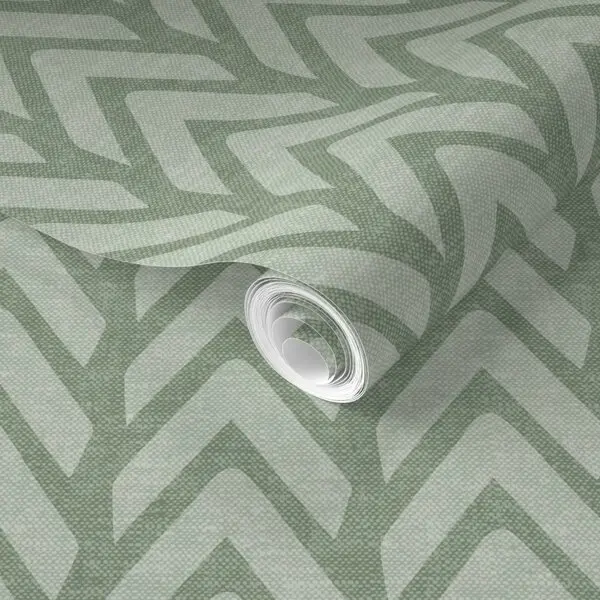 Spoonflower Modern Sage Trendy Arrows Tribal Green Chevron Custom Pre-pasted Wallpaper - Sage,green