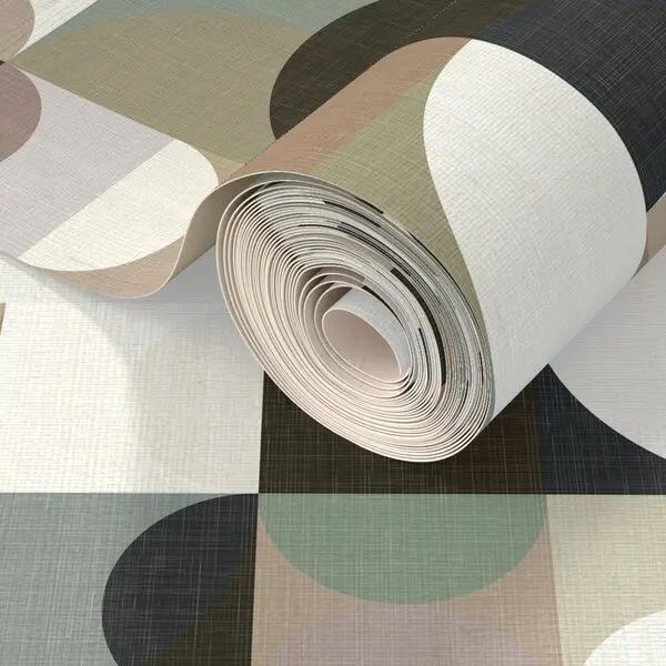 Spoonflower Modern Shapes Calming Nature Large 100% Natural Sisal Grasscloth Wallcovering
