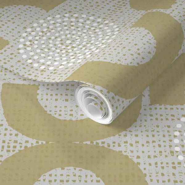 Spoonflower Mid Century Modern Trellis Dots Neutral 1950s Custom Removable Wallpaper - Beige,gray,green