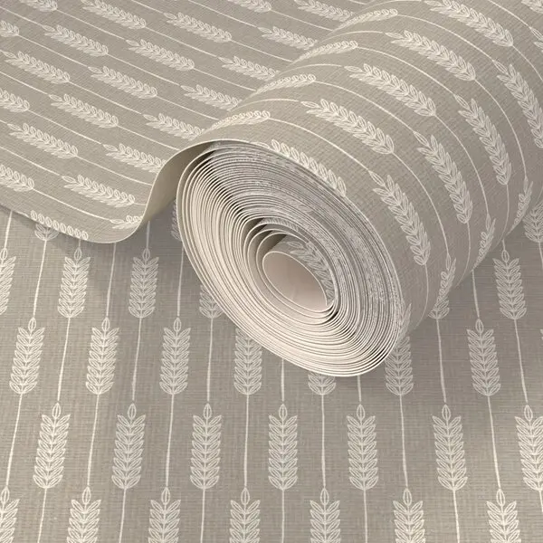 Spoonflower Wheat Stripe In And Cream 100% Natural Sisal Grasscloth Wallcovering