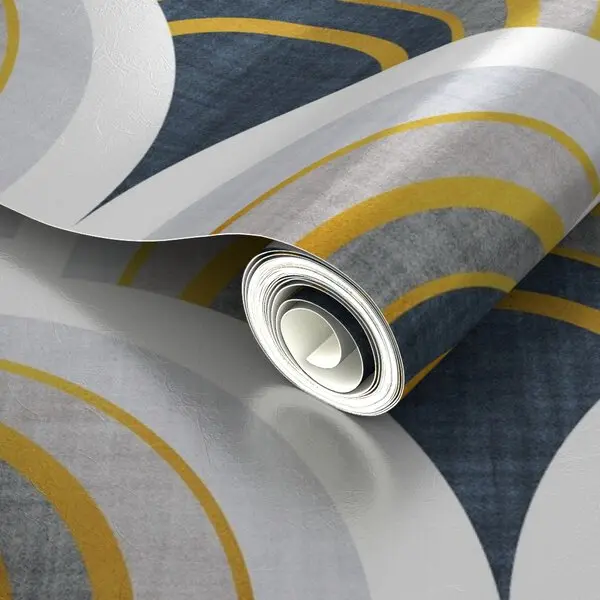 Spoonflower Vintage Retro Geometric Abstract Wallpaper Art Wallpaper - Grey
