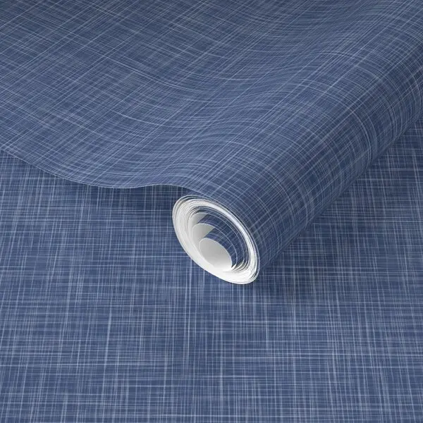 Spoonflower Blue Navy Texture Solid Custom Pre-pasted Wallpaper - Blue,navy
