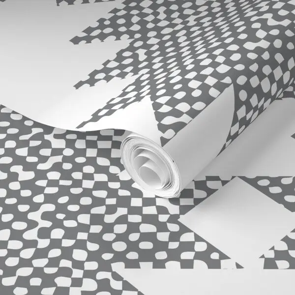 Spoonflower White Diamonds Grey Texture Custom Pre-pasted Wallpaper - Gray,blue