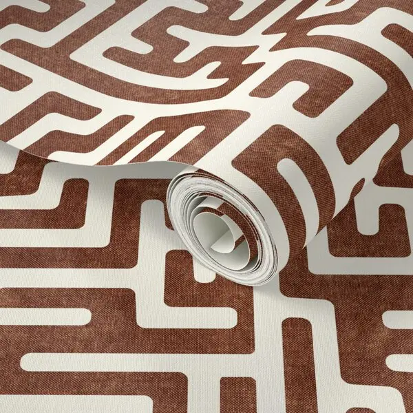 Spoonflower Mud Cloth Tribal Brandywine Trendy Little Arrow Custom Pre-pasted Wallpaper