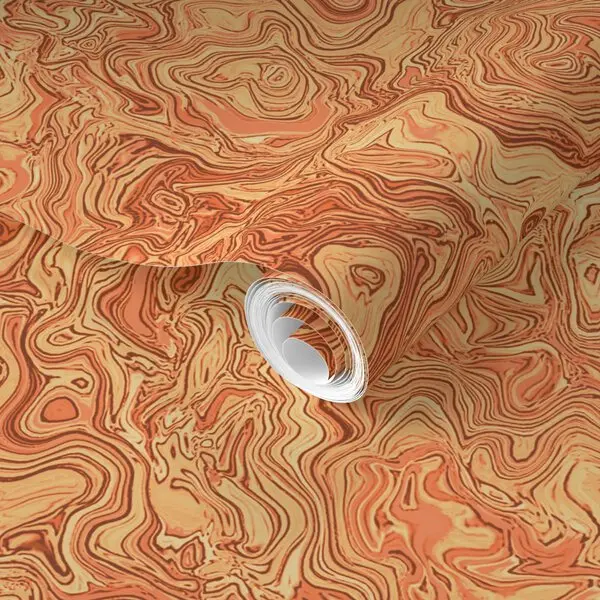 Spoonflower Marble Swirl Splash Rust Marbled Malachite Agate Custom Removable Wallpaper