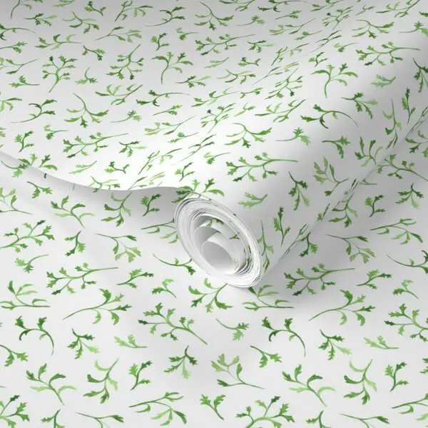 Spoonflower Green Leaves Nature Forest Tree Plants Leaf Custom Pre-pasted Wallpaper