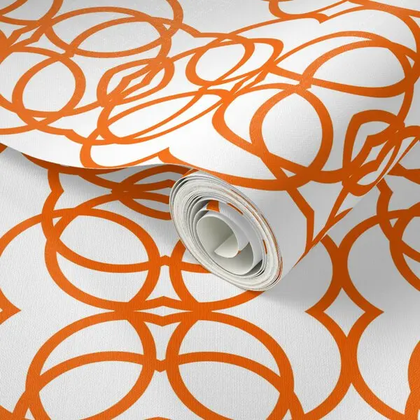 Spoonflower Orange Circles Circle White Geometric Modern Custom Removable Wallpaper - Orange,white