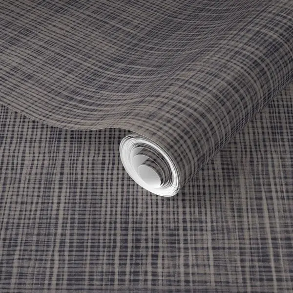 Spoonflower Charcoal Coordinates Spring Summer Woven Look Traditional Wallpaper - Gray,black