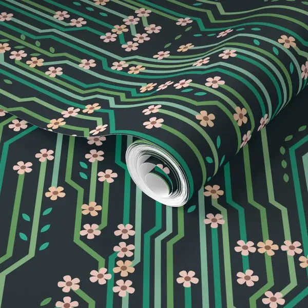 Spoonflower Nature Circuit Cool Quilt Computer Science Ditsy Custom Removable Wallpaper