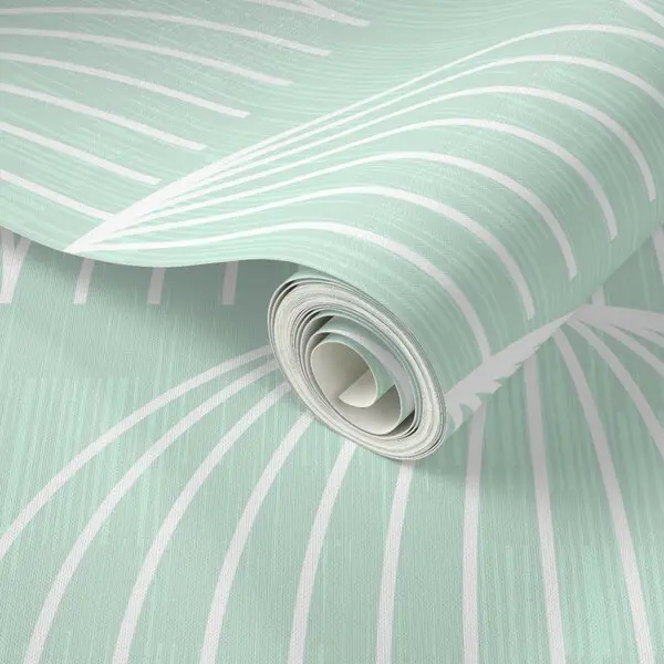 Spoonflower Geometric Umbrellas Graphic Lines Abstract Mint Custom Pre-pasted Wallpaper