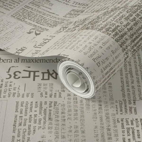 Spoonflower Grunge Newspaper Custom Pre-pasted Wallpaper