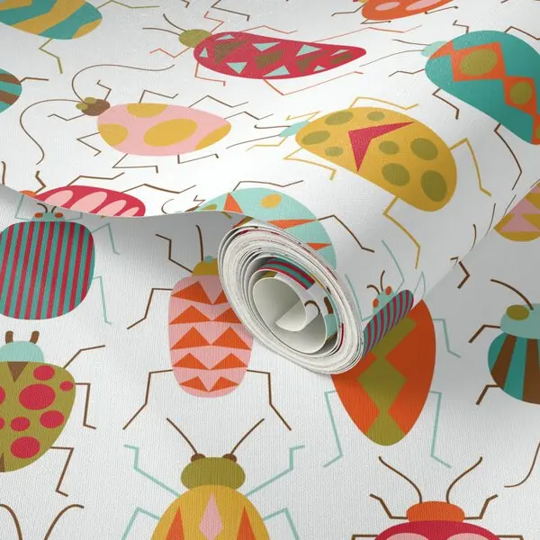 Spoonflower Happy Colorful Cute Polka Dots Stripes Geometric Custom Removable Wallpaper