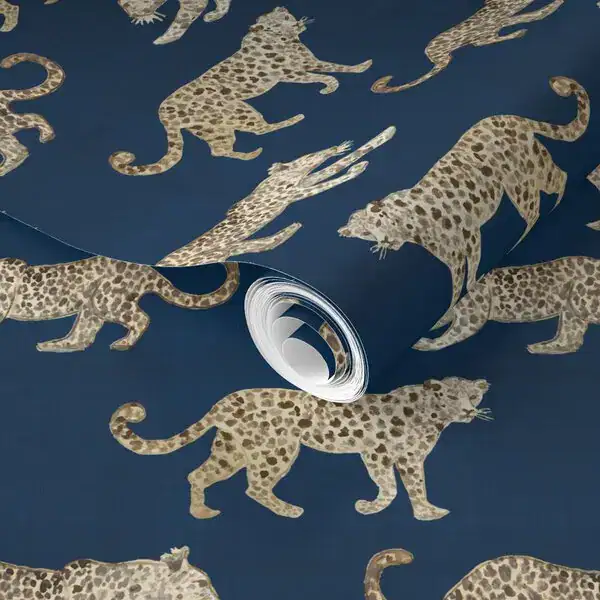 navy leopard wallpaper