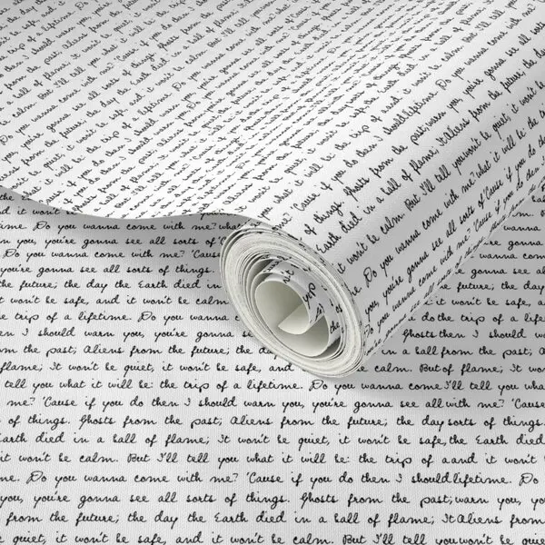 Spoonflower Black And White Words Text Quote Manuscript Traditional Wallpaper