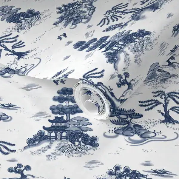 blue willow pattern wallpaper