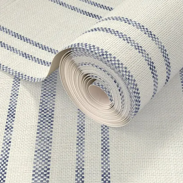 Spoonflower Stripe Cream Navy French Aegean Traditional Wallpaper