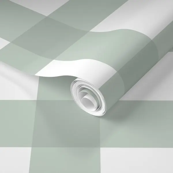 Spoonflower Rustic Grid Watercolor Farmhouse Checkered Mint Custom Removable Wallpaper