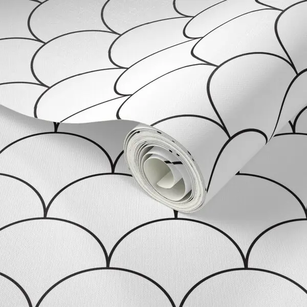 Spoonflower Black And White Geometric Mosaic Simple Classic Custom Pre-pasted Wallpaper